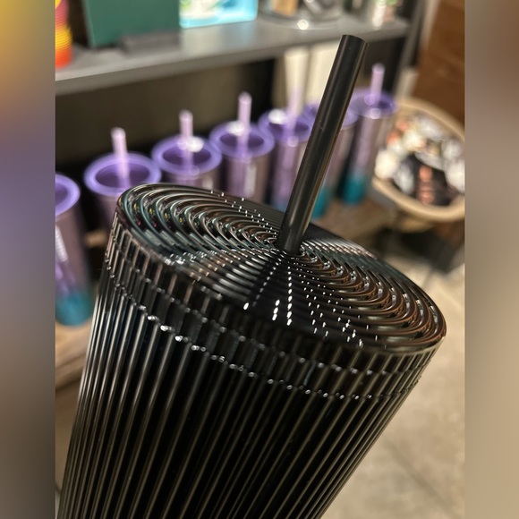 Starbucks | Other | Starbucks Metallic Black Pleated Cold Cup Tumbler ...